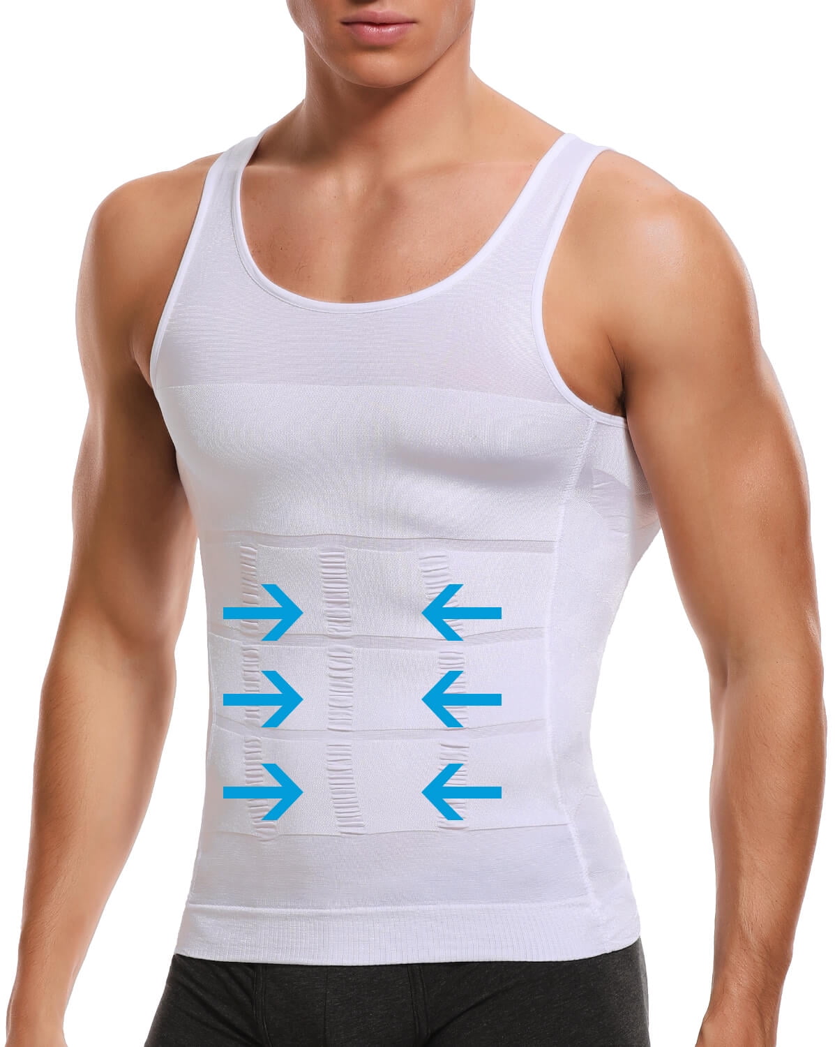 Vaslanda Mens Slimming Body Shaper Vest Compression Shirt Gym Workout
