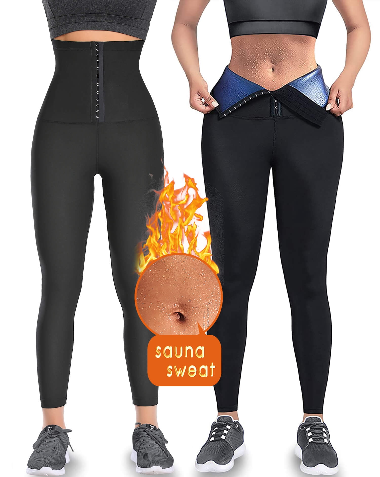 Vaslanda Thermo Sweat Sauna Pants for Women, High Waisted Neoprene ...
