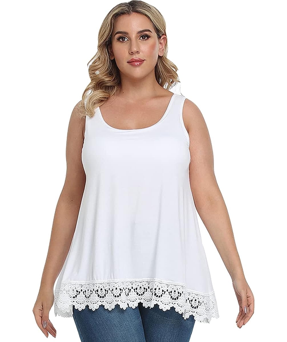 Vaslanda Women's Plus Size Tank Top with Built-in Bra Cup Casual Flowy ...