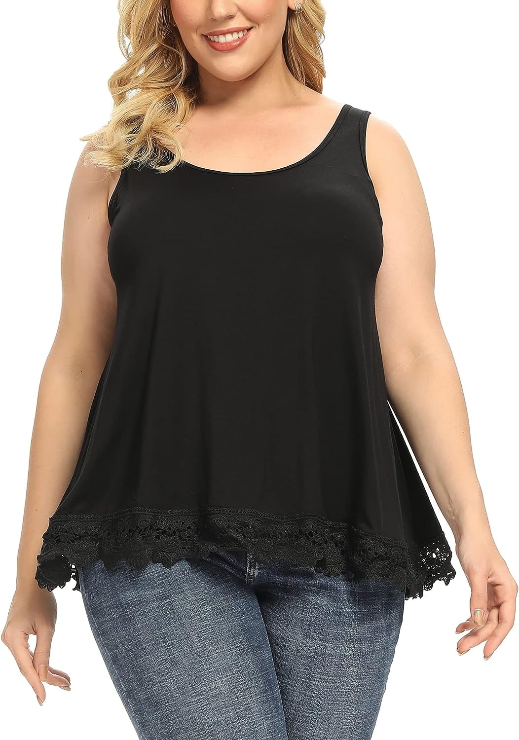 Vaslanda Women's Plus Size Tank Top, Built-in Bra, Adjustable Straps ...