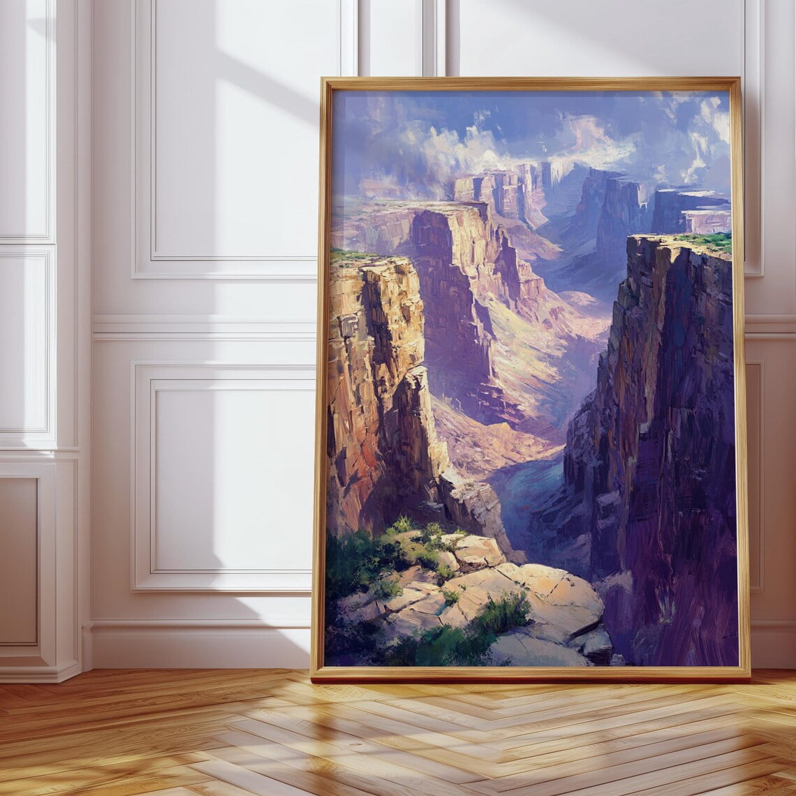 Vast Canyon Landscape Painting – Majestic Cliffside Wall Art Print With ...