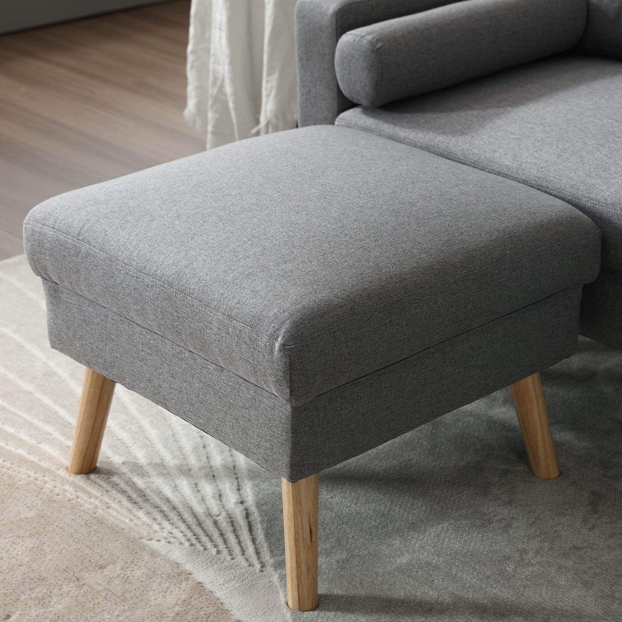 Vastcury Upholstered Square Ottoman Footstool for Living Room, Gray ...