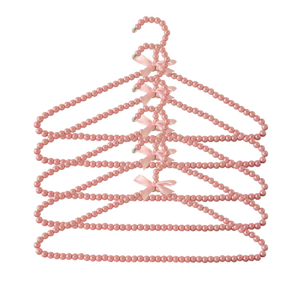 Vastra Pink Pearl Beads Clothes Hangers for KidsAdultsSet of 5 Pcs ...