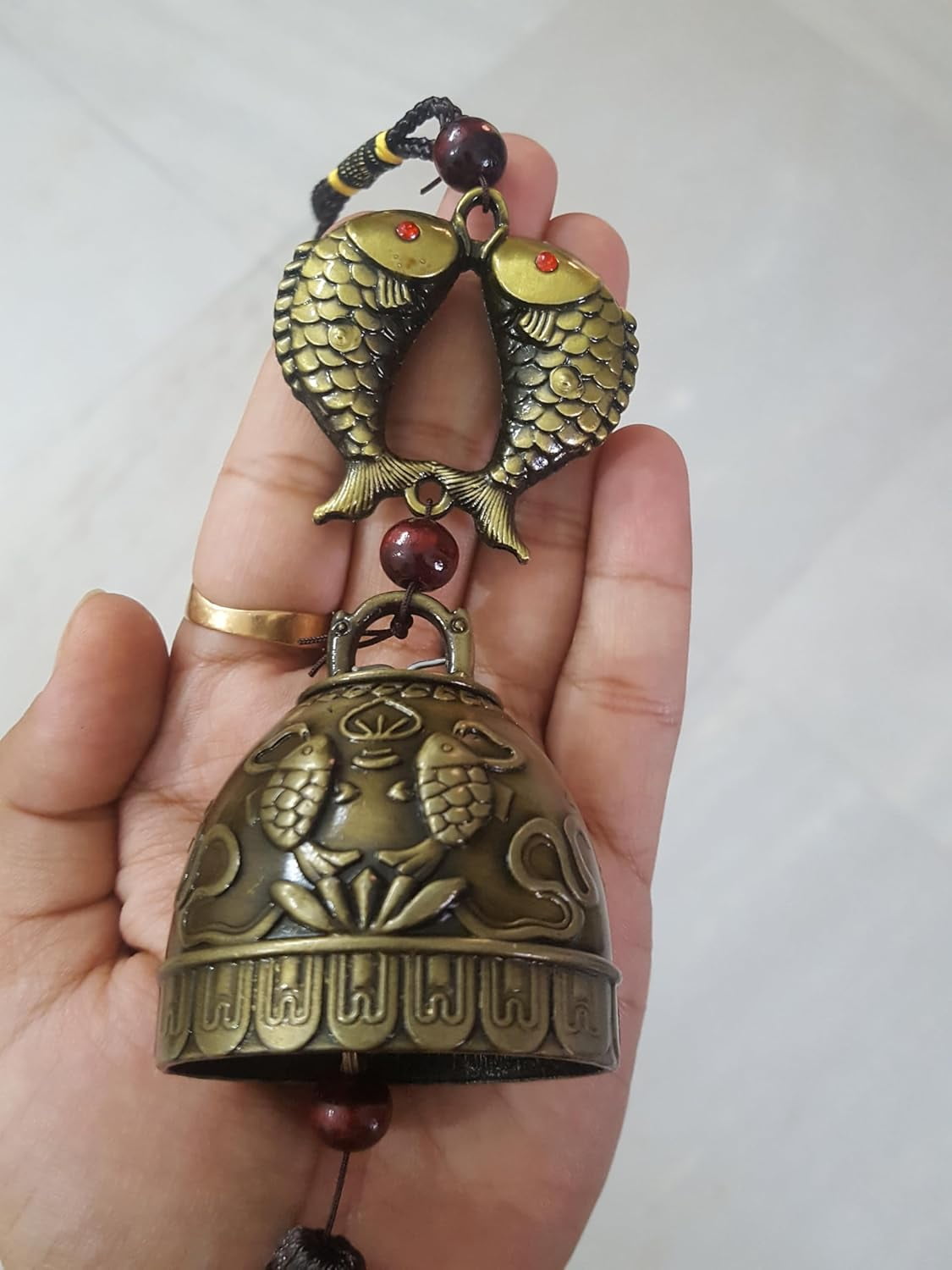 Vastu Shubharambh Fish Pair Hanging Bell with holy Symbols for car and ...