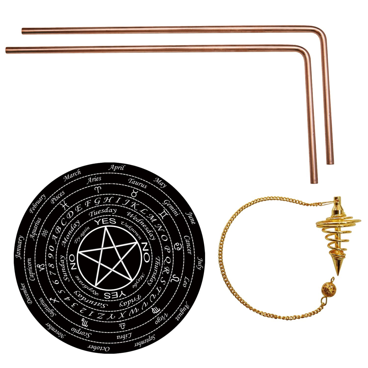 Vastu Vardan Copper Dowsing Rods Pair Diameter8MM Set of Board and ...