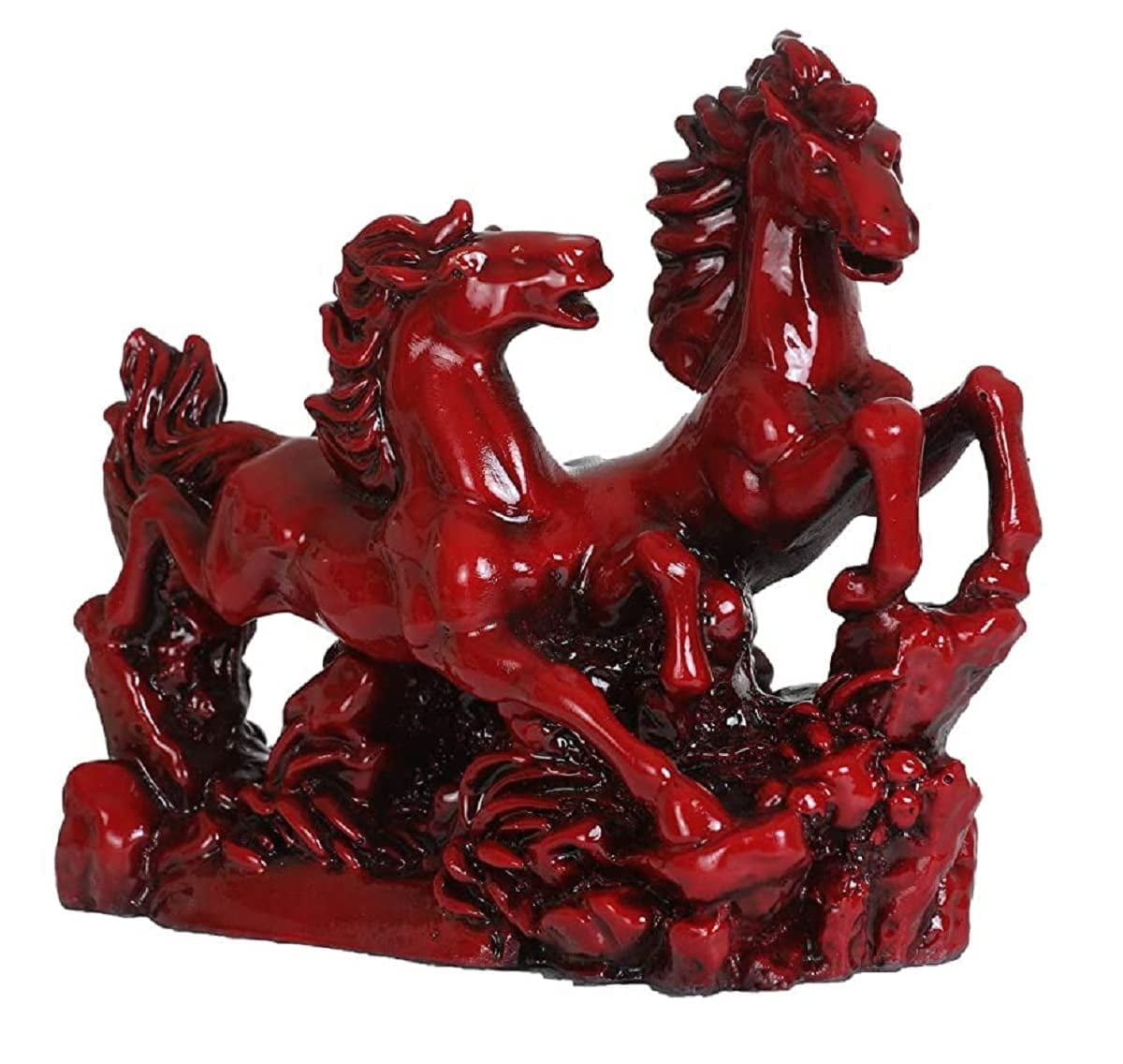 Vastu Vardan Red Horse Vastu Two Running Horses Decorative Showpiece ...