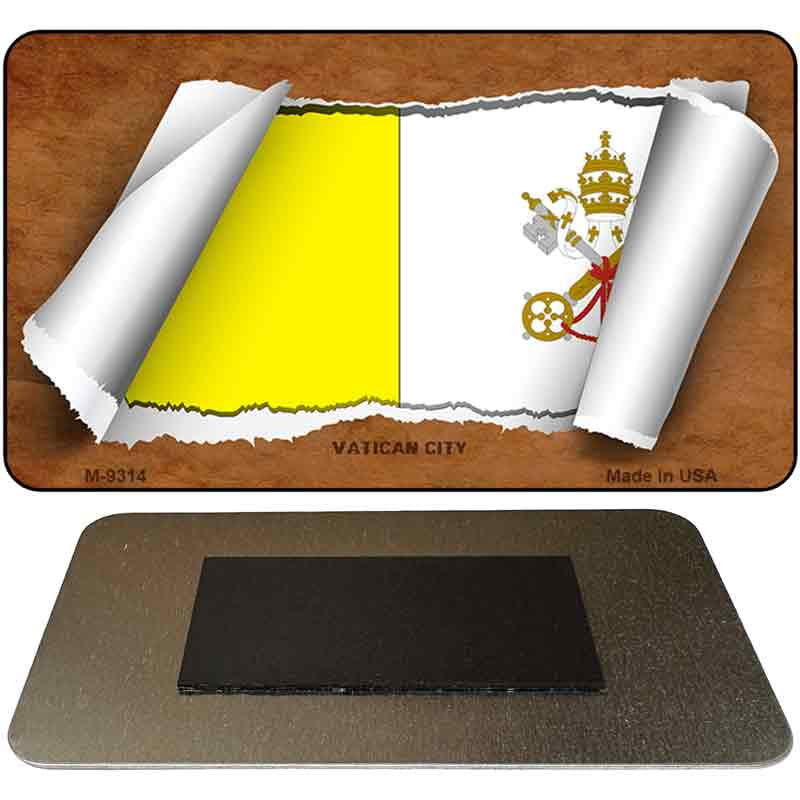 Vatican City Flag Scroll Novelty Metal Magnet M-9314 3.5" x 2" Magnet ...