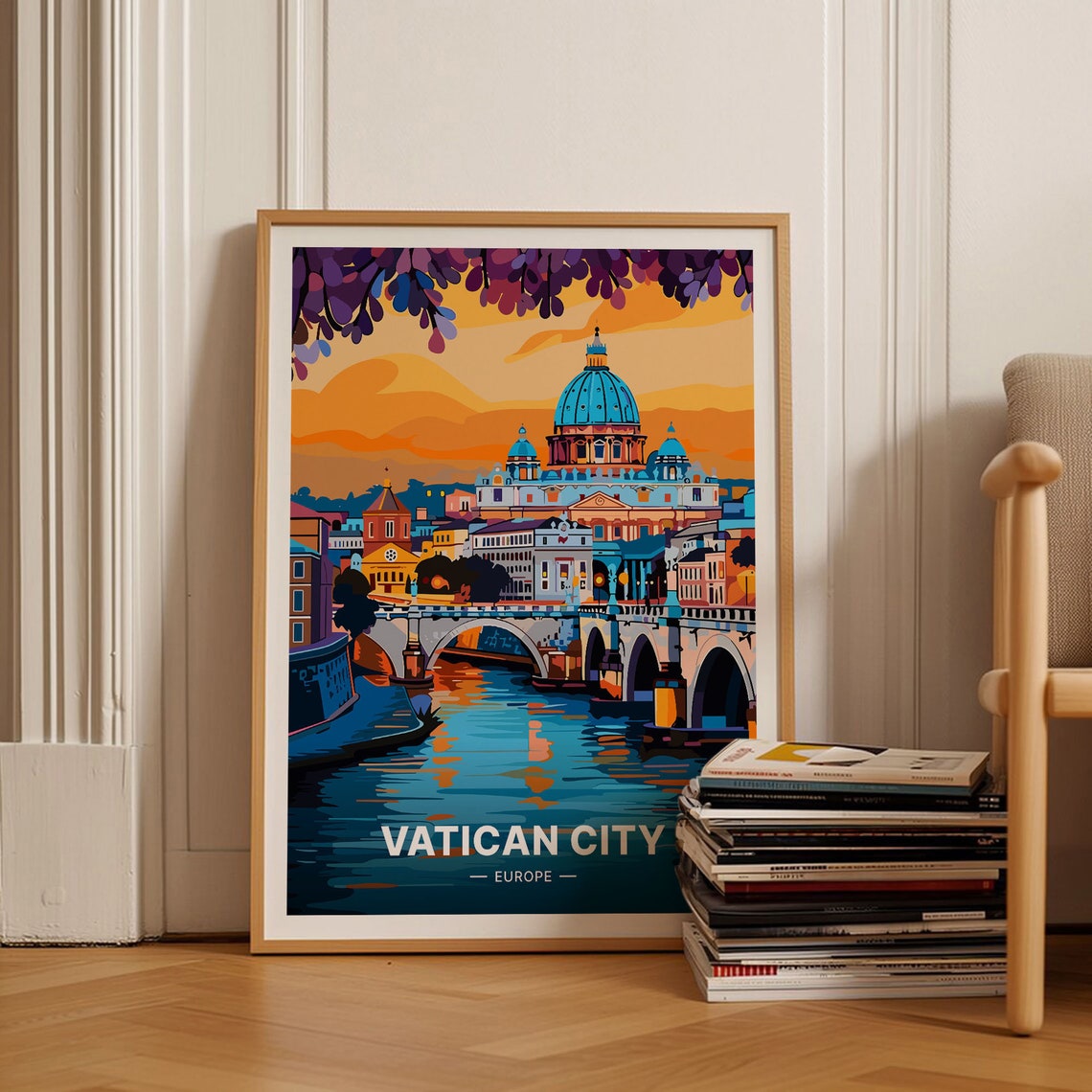 Vatican City Travel Poster, Mid-Century Modern Decor, Europe Art Print ...