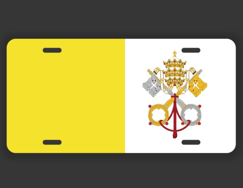 Vatican Flag License Plate Tag Vanity Front - Aluminum ( 12 inch x 6 ...