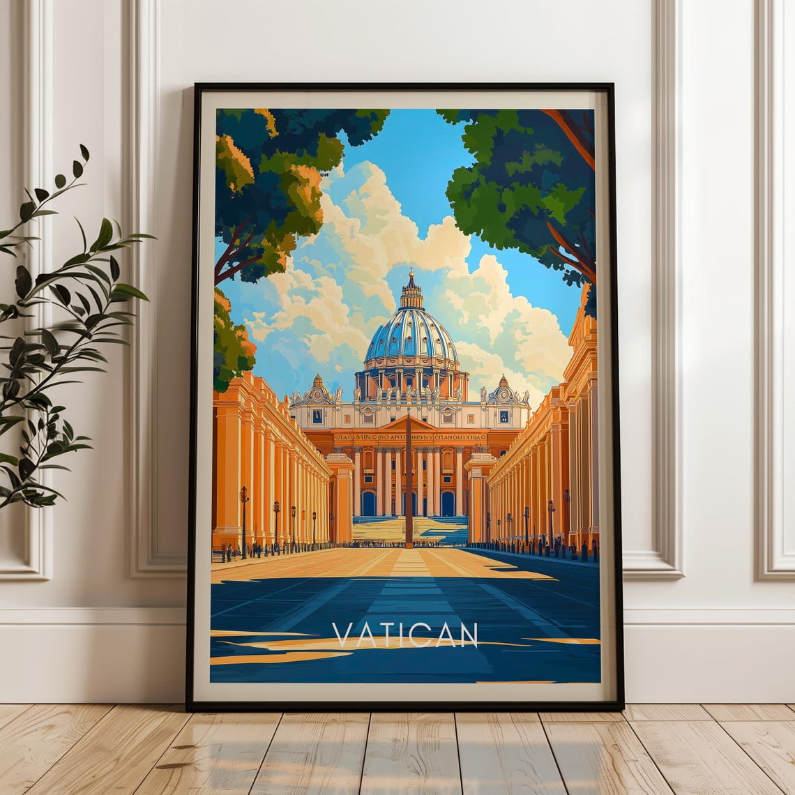 Vatican Travel Poster, Italy Wall Art Print, Illustration Poster ...