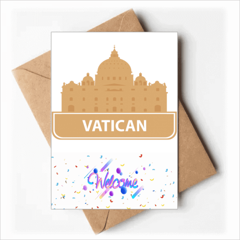 Vatican Yellow Landmark Pattern Welcome Back Greeting Cards Envelopes ...