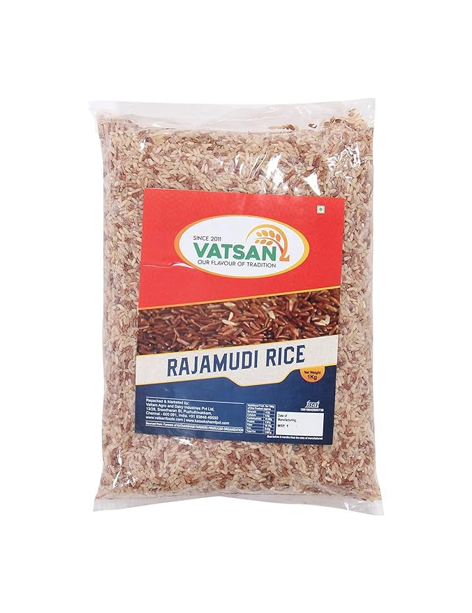Vatsan Rajamudi Rice 1KG | Traditional Red Rice | Red Chawal | Pasai ...