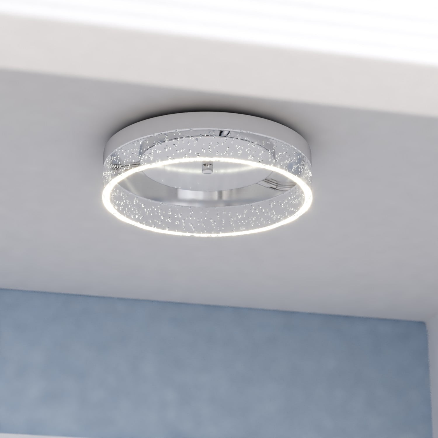 Vaughn 12-in W Integrated LED Chrome Flush Mount Ceiling Light Fixture ...
