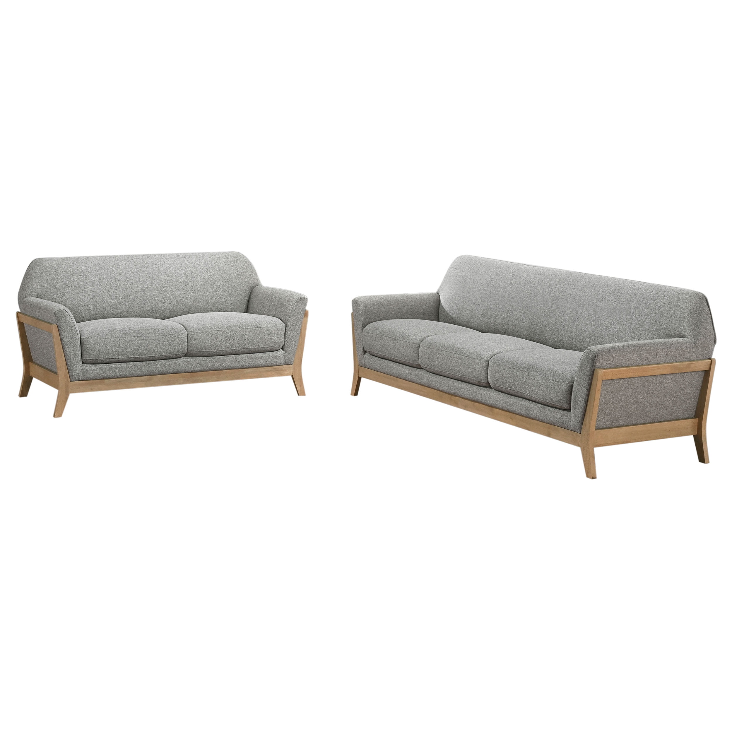 Vaughn 2-piece Fabric Upholstered Flared Arm Sofa Set Grey - Walmart.com