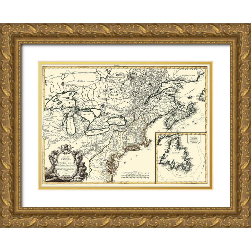 Vaugondy 18x14 Gold Ornate Wood Framed with Double Matting Museum Art ...