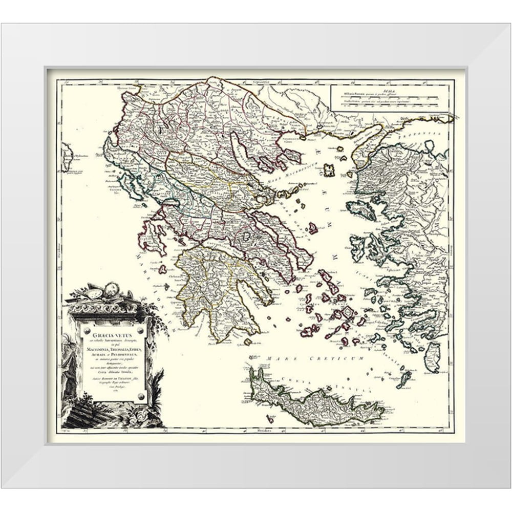 Vaugondy 22x20 White Modern Wood Framed Museum Art Print Titled - Ancient Greece - Vaugondy 1757 ...