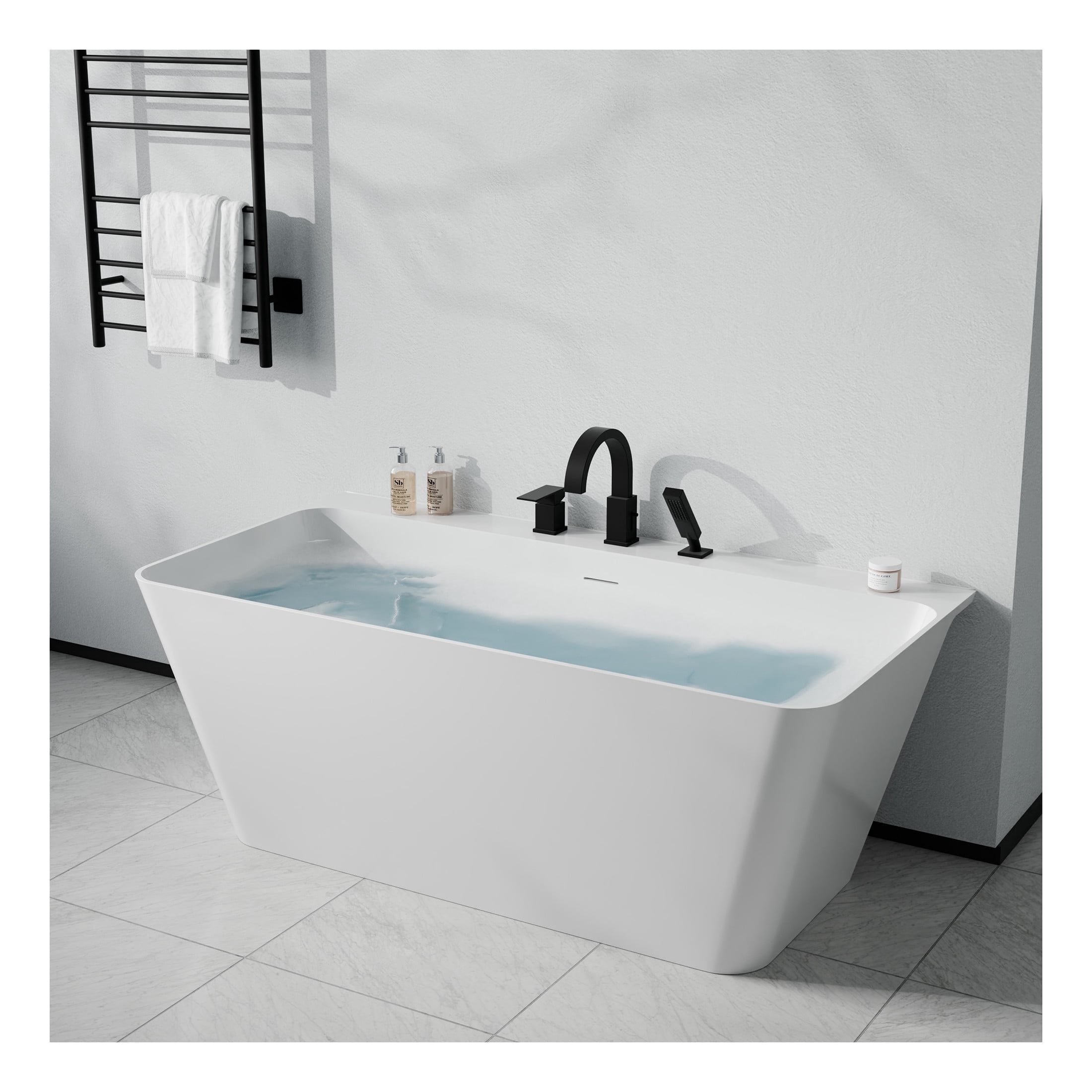 Vault Series 59 in. x 30 in. Flat Bottom Acrylic Freestanding Soaking ...