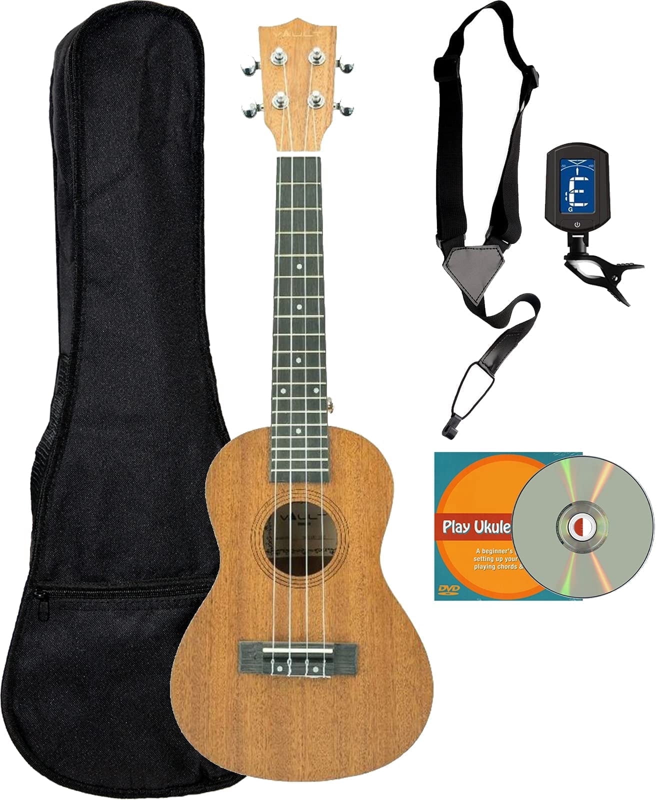Vault UK-100 24" Arched Back Concert Ukulele w/ Gig Bag - Walmart.com