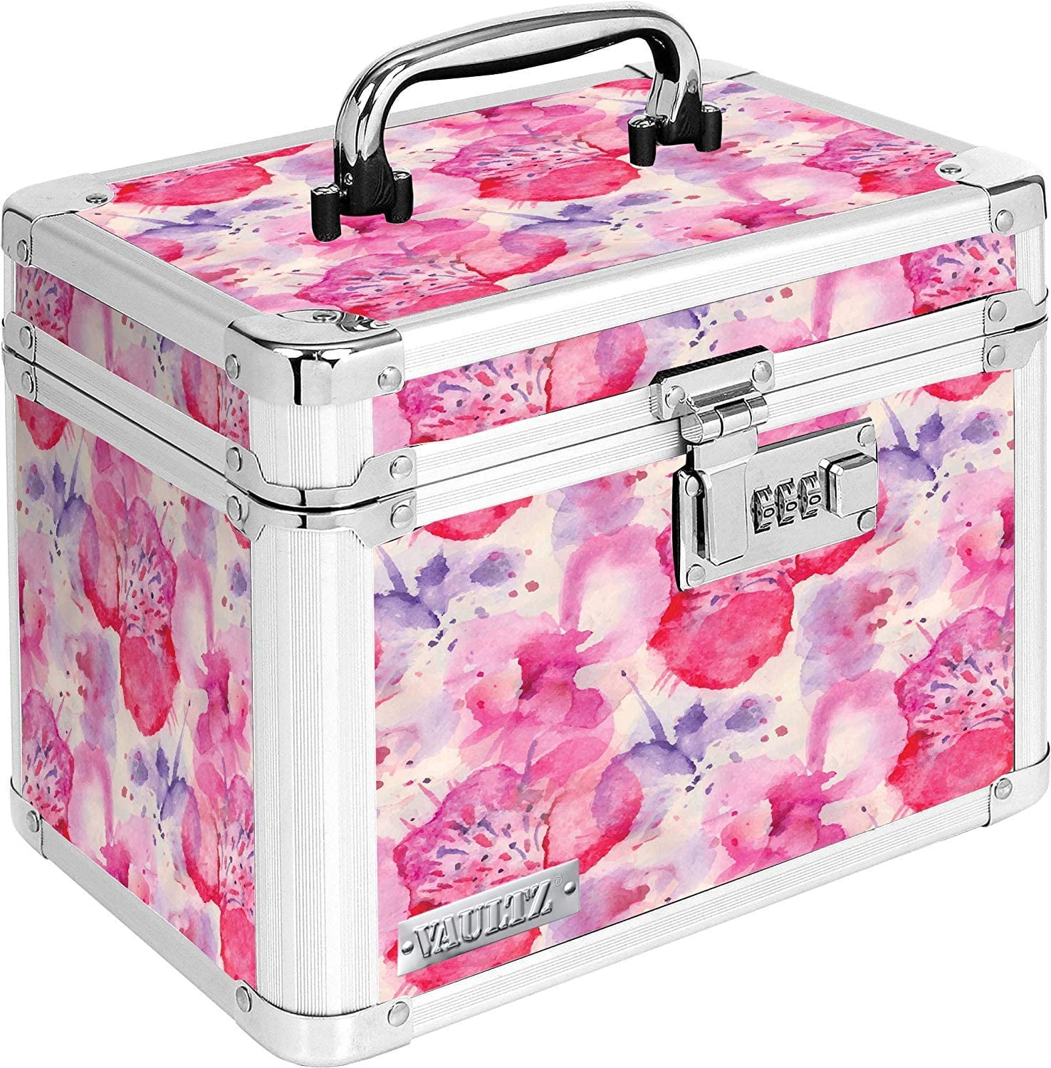 Vaultz Lockable Strong Metal Container, Floral Personal Storage Chest ...