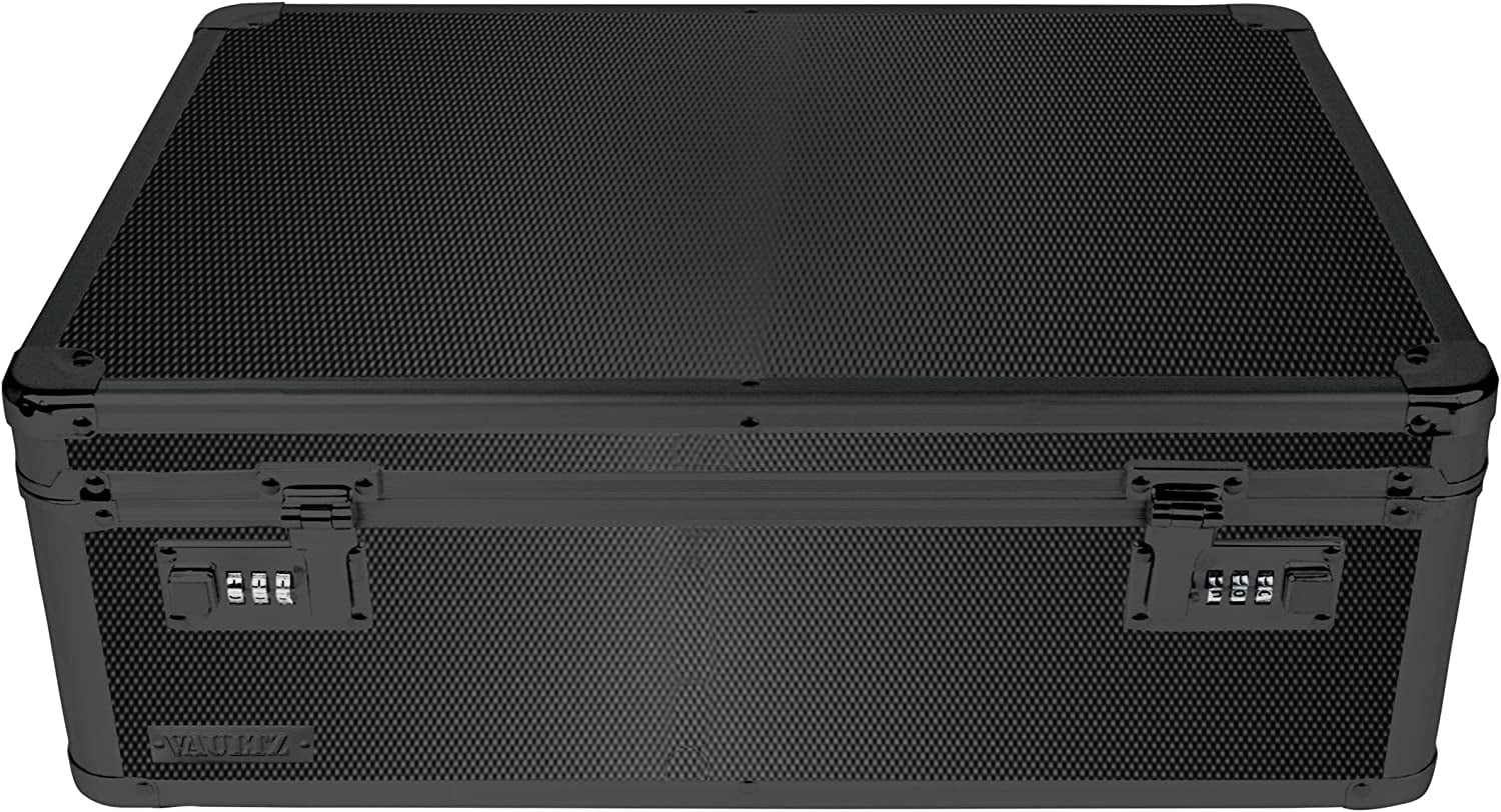 Vaultz® Lockable Storage Chest, Medium Size, Black, Metal Combo ...