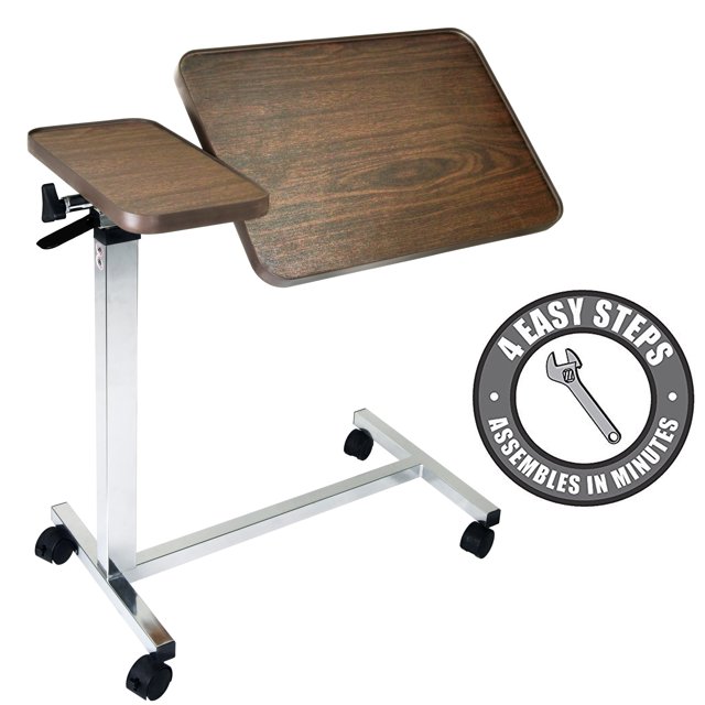 Vaunn Medical Height Adjustable, Eating Side Rolling Overbed Bedside ...