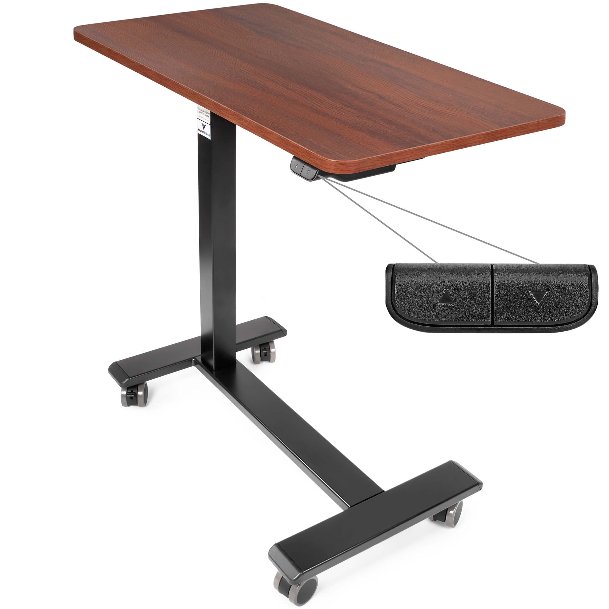 Vaunn Medical Electric Height Adjustable Overbed Table with Wheels ...
