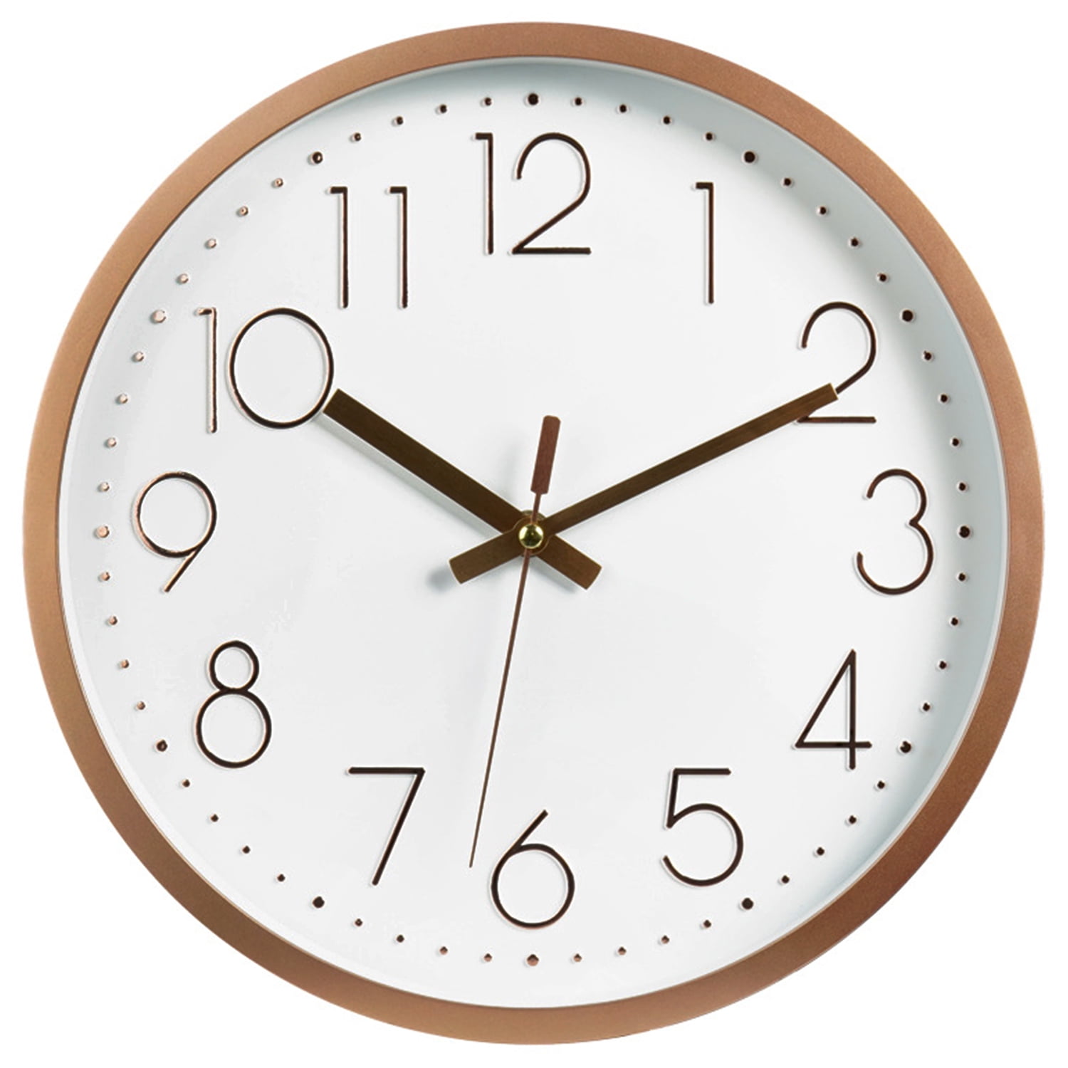 Vaupan 12 inch Silent Wall Clock, Gold, Battery Operated, Non-Ticking ...