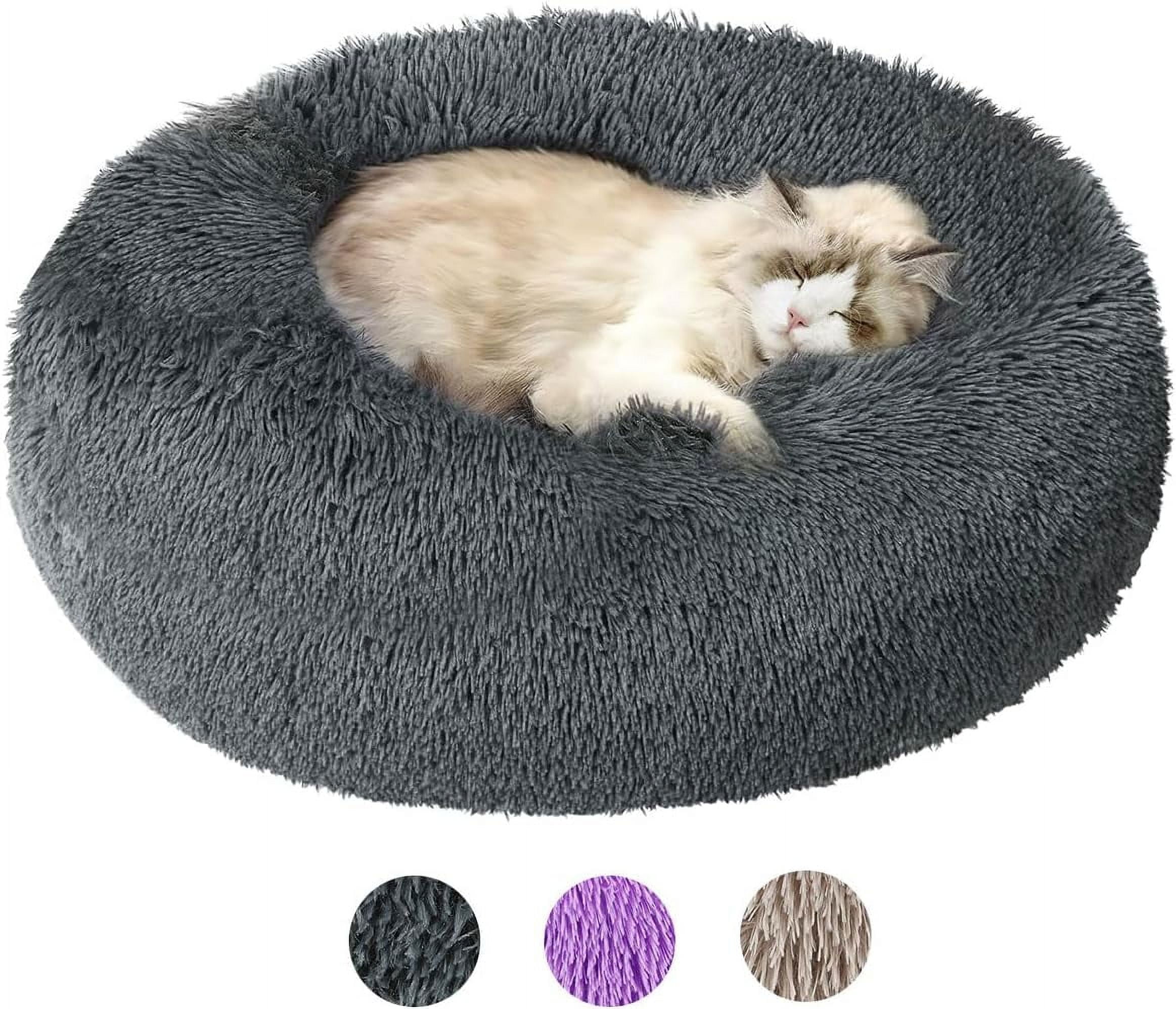 VavoPaw Round Dog Bed for Small Dogs, Donut Cuddler Plush Cat Calming ...