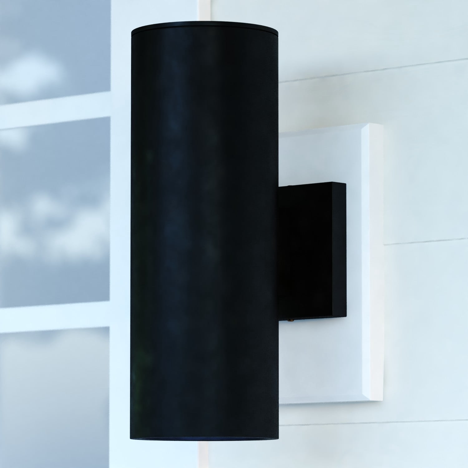 Chiasso Aluminum 2 Light Black Cylinder Outdoor Wall Lantern Clear ...