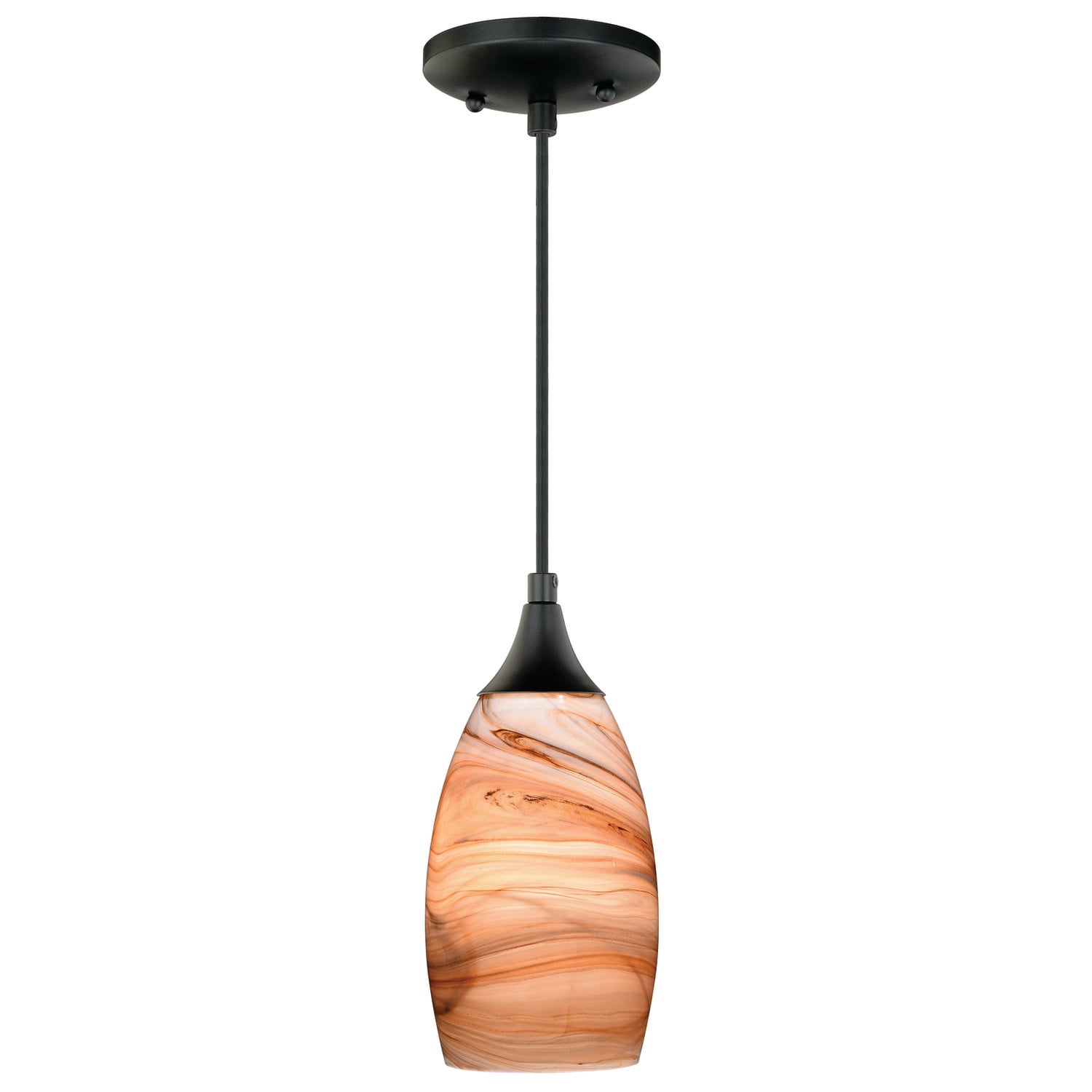 Milano Bronze Mini Pendant Ceiling Light Amber Swirl Glass - Walmart.com