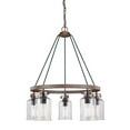 Vaxcel Milone 5 Light Bronze Rustic Wheel Chandelier Clear Glass ...