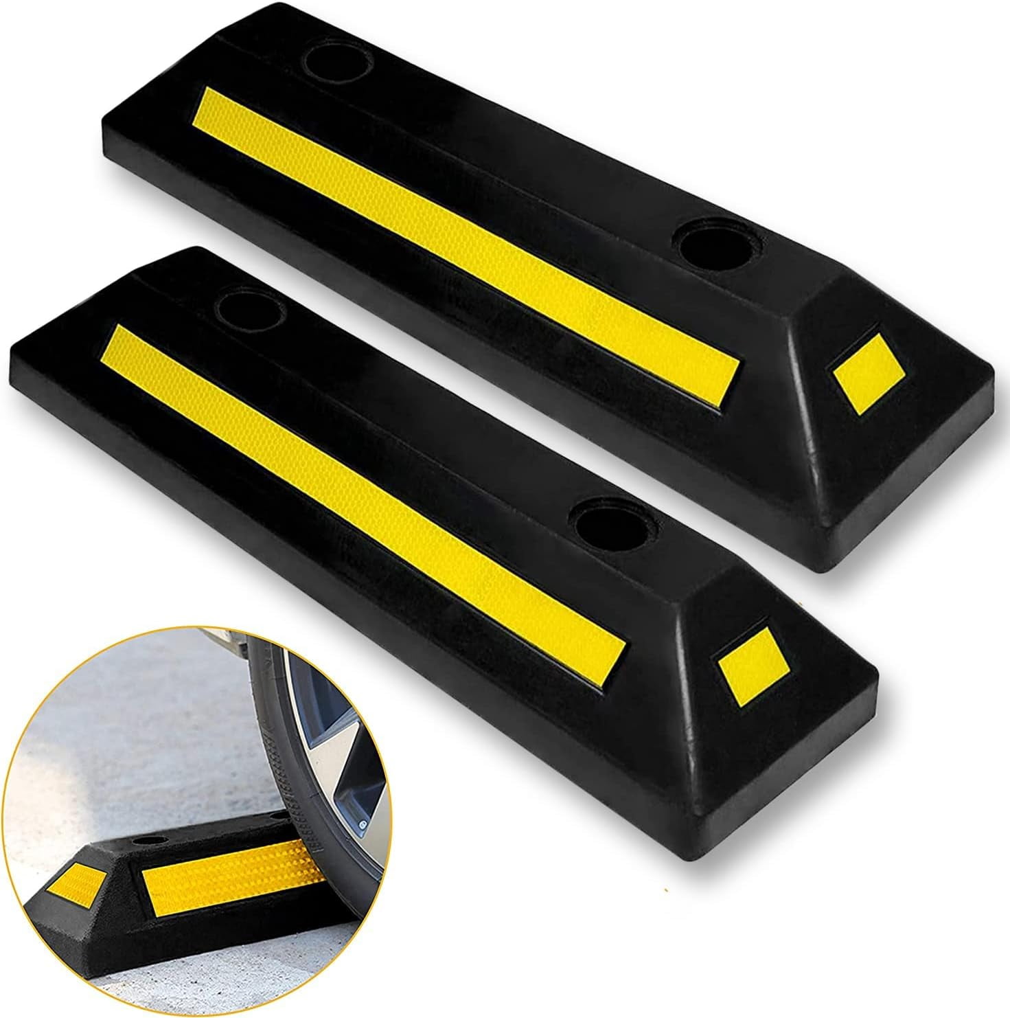 VaygWay Heavy Duty Rubber Parking Curb Guide –Car Parking Block ...