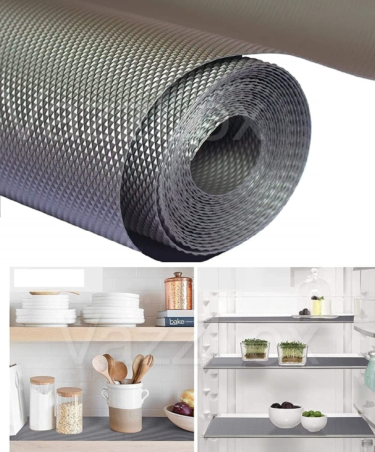 VazzLox Shelf Liners for Kitchen Shelves 45cm X 5m Waterproof Plastic ...