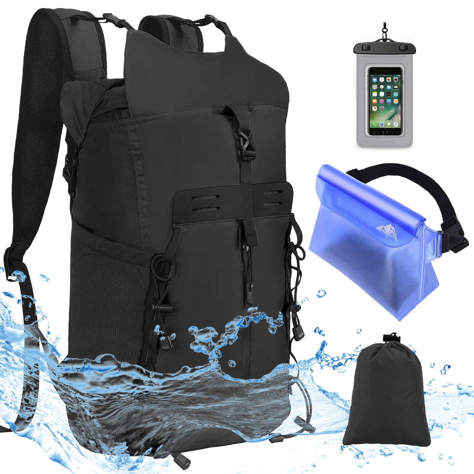 Vbiger Dry Bag 20L Large Capacity Waterproof Backpack Cellphone Waist ...