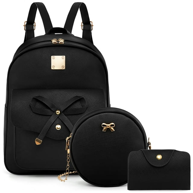 Vbiger Leather Backpack Purse for Girls 3-Pieces Mini Backpack School ...