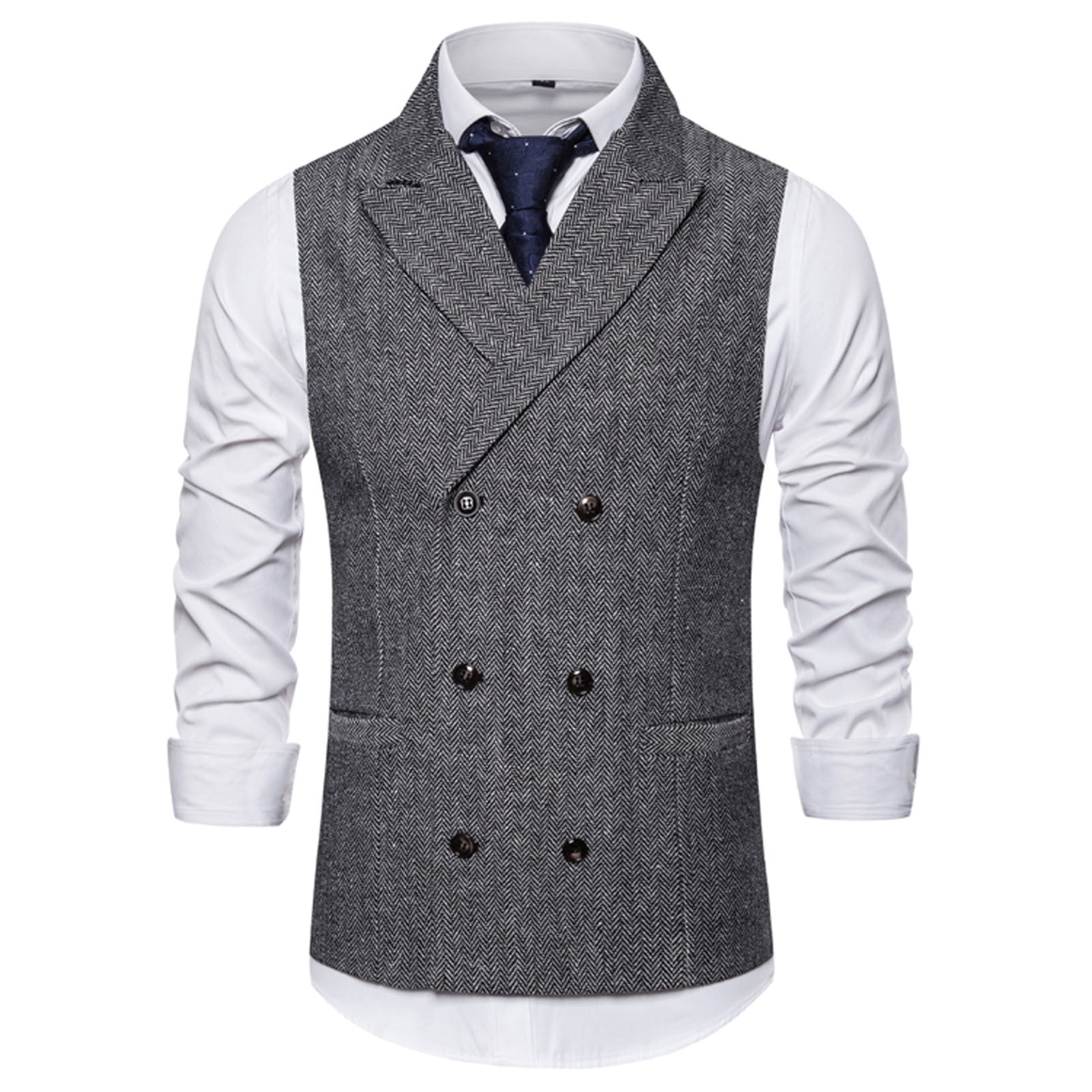 Vblhal Deals of the Week Clearance Men's Suit Vests for Groomman Double ...