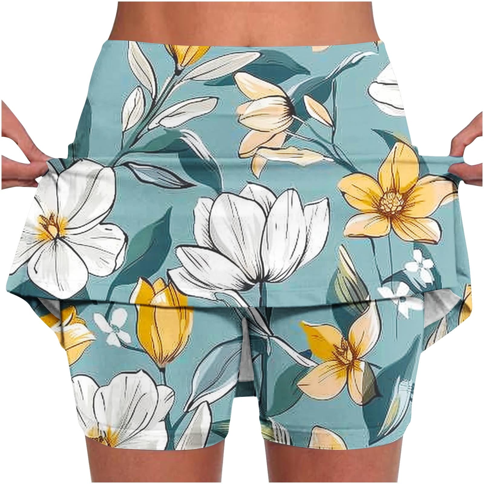 Vblhal Sunflower Print Skorts for Women Classic Fit Tummy Control Skort ...