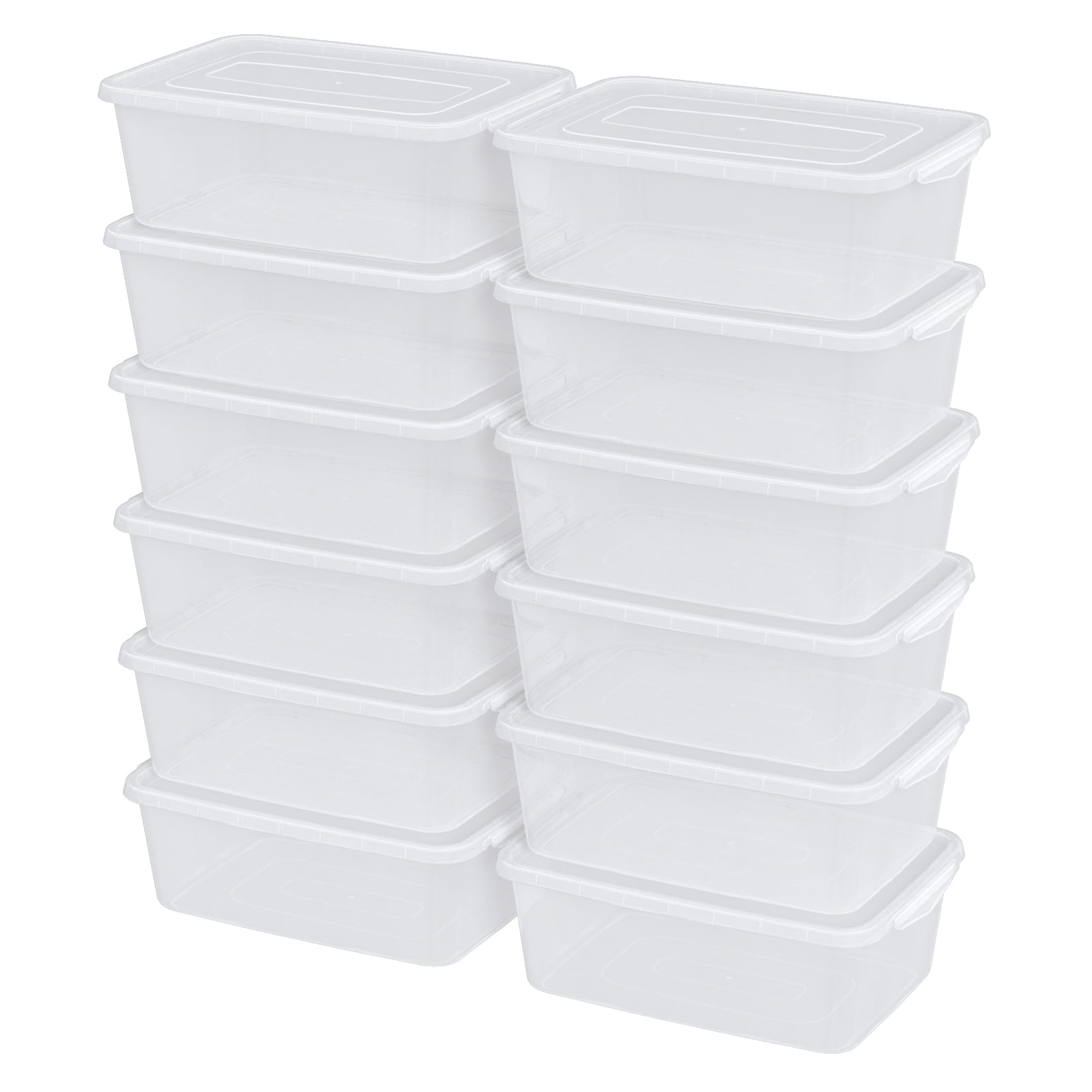 Vcansay 14 Quart Clear Latching Storage Box with Lid, Plastic Latch ...