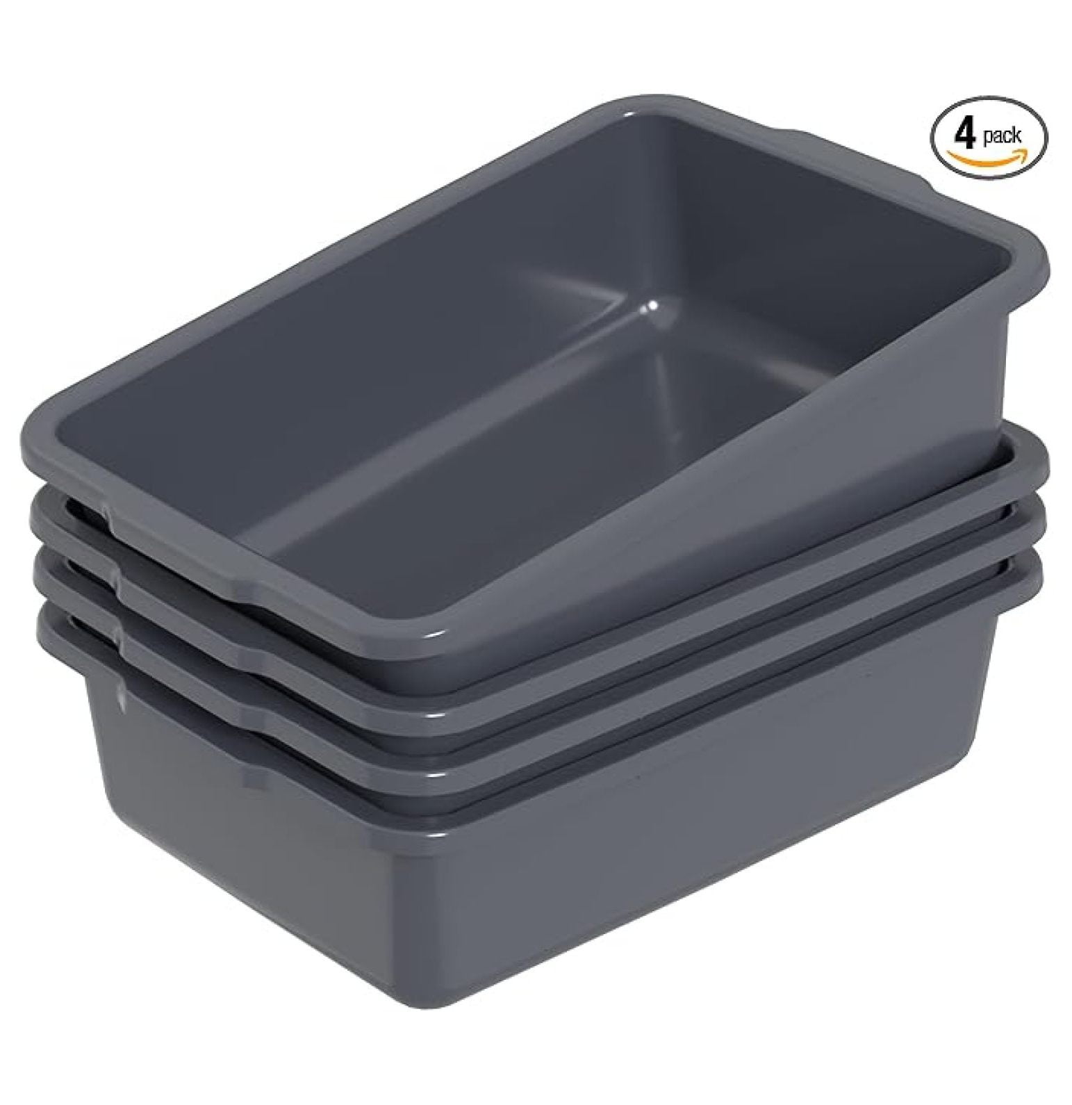Vcansay 4-Pack Bus Box Large, Plastic Bus Bins, 24 L, Gray - Walmart.com