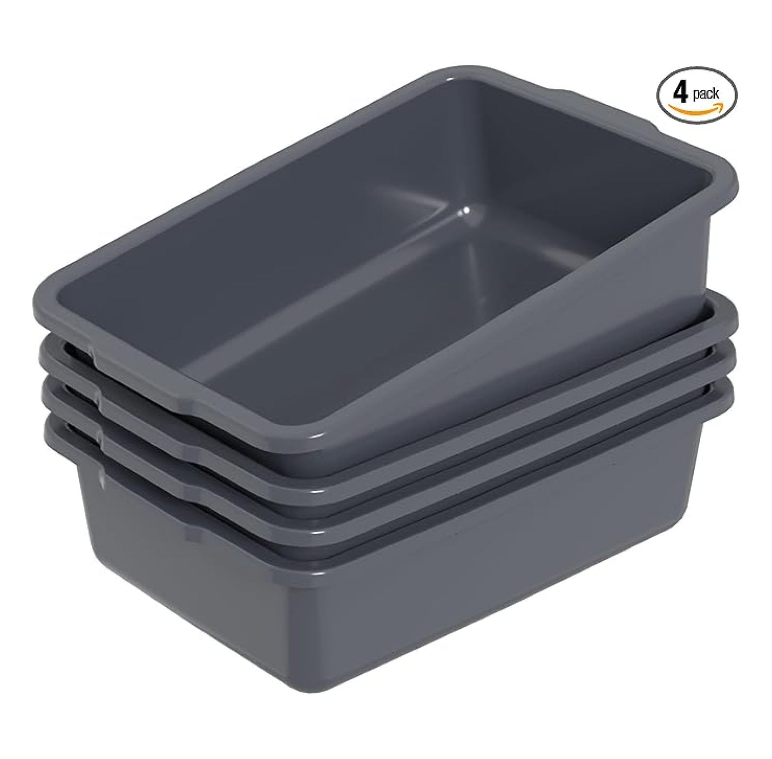 Vcansay 4-Pack Bus Box Large, Plastic Bus Bins, 24 L, Gray - Walmart.com