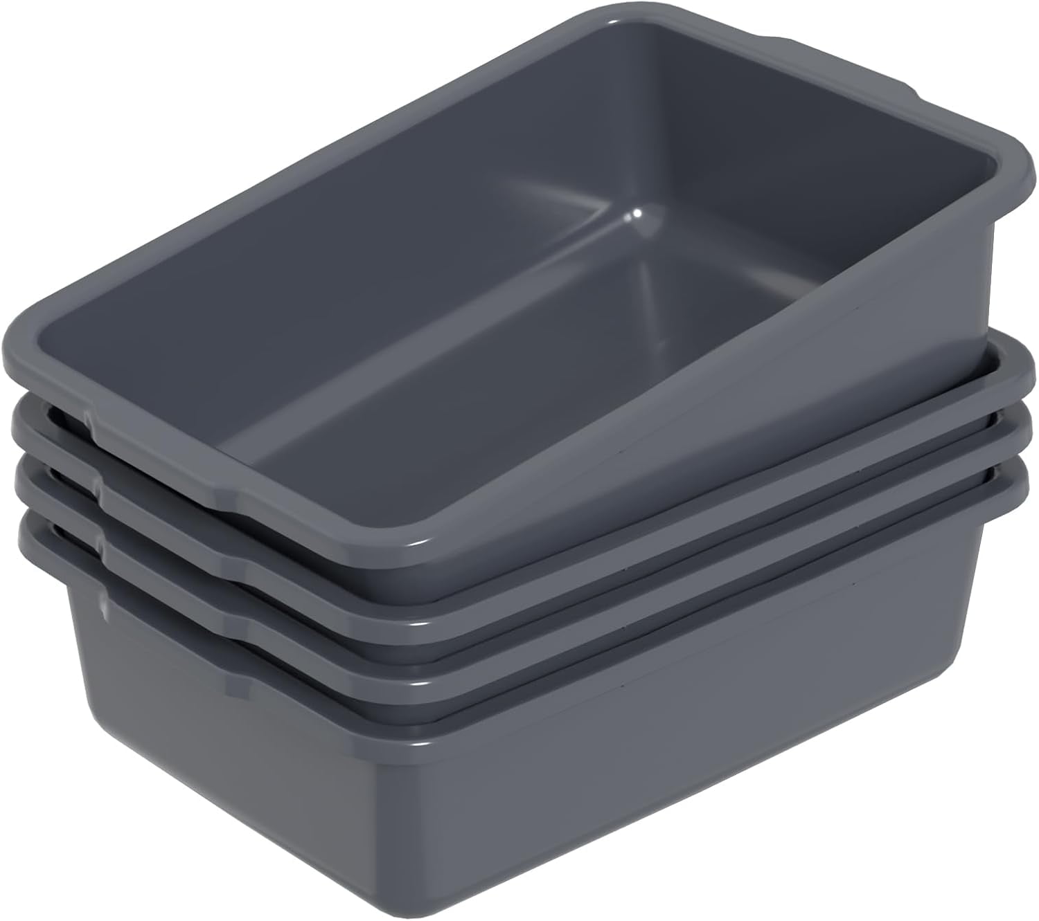 Vcansay 4-Pack Commercial Bus Box Large, Plastic Bus Bins, 24 L, Gray ...