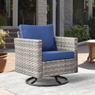 W WARMHOL Outdoor Wicker Rocking Chair with Thickened Cushions, All ...