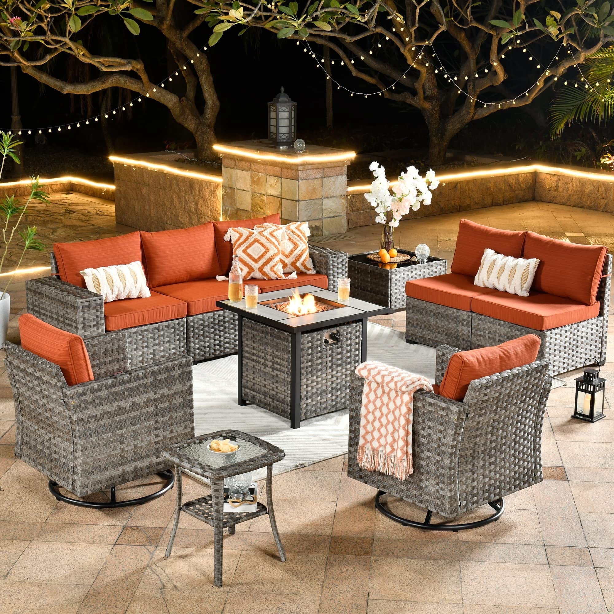 Vcatnet 10 Pieces Patio Furniture Outdoor Sectional Sofa Wicker ...