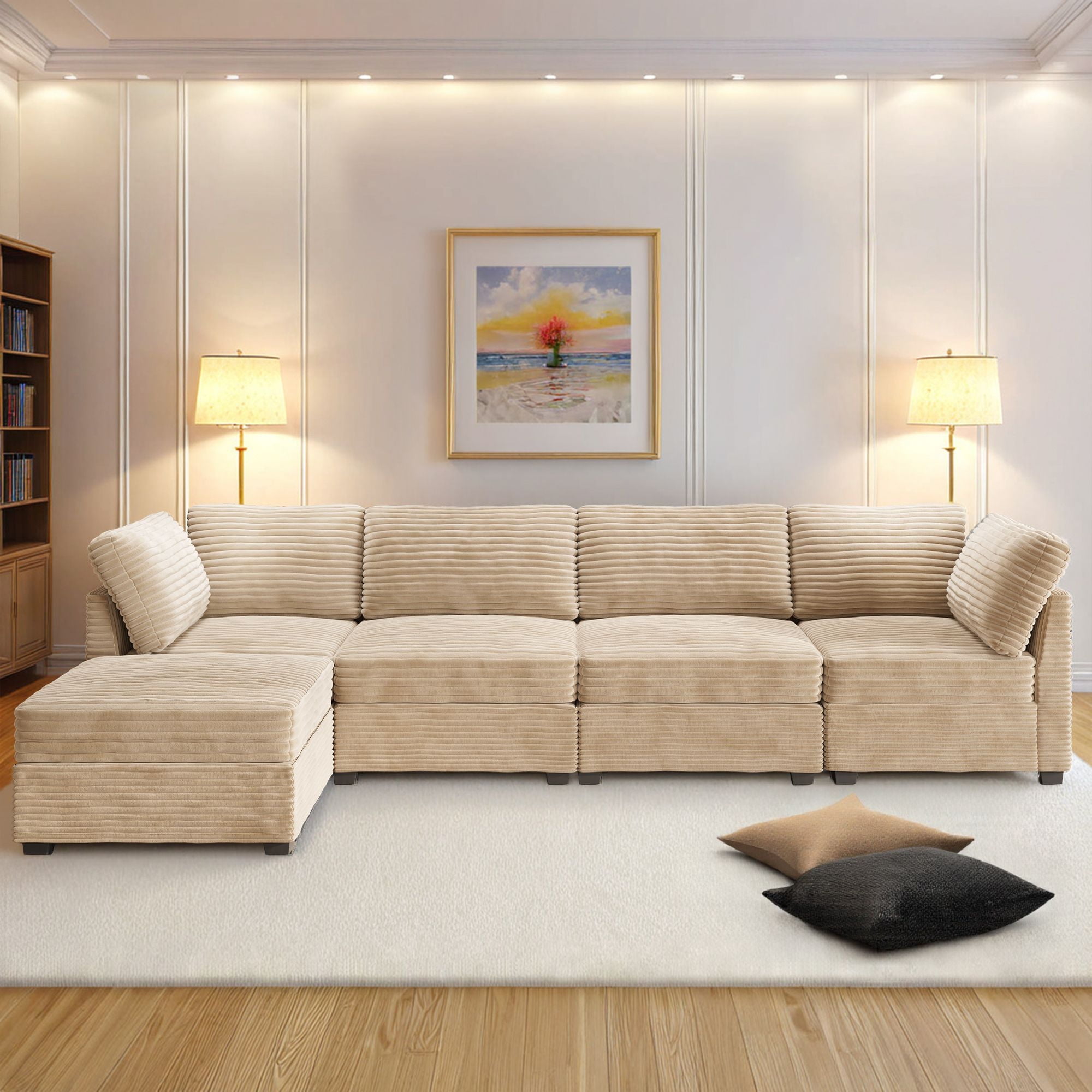 Vcatnet 130.7" Modular Sectional Sofa, 4-Seater L Shaped Modern ...