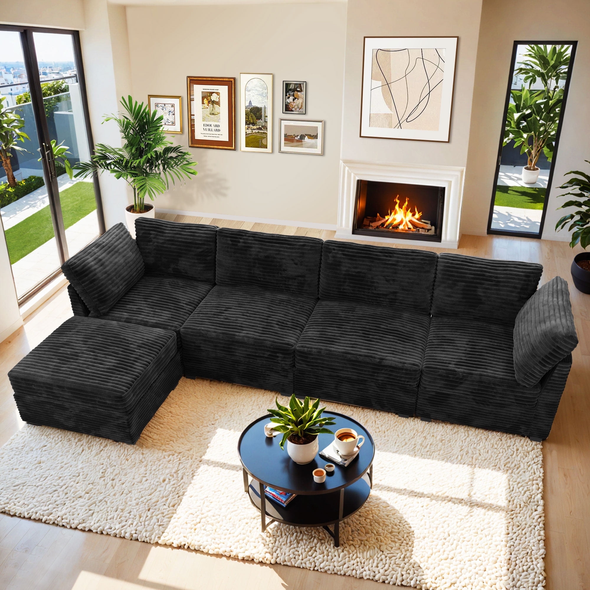 Vcatnet 130.7" Modular Sectional Sofa, 4-Seater L Shaped Modern ...