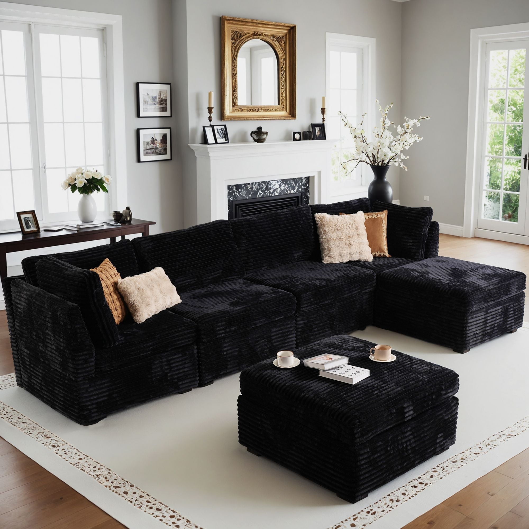 Customer reviews for Vcatnet 130.7'' Modular Sectional Sofa Couch Corduroy L Shaped Oversized ...