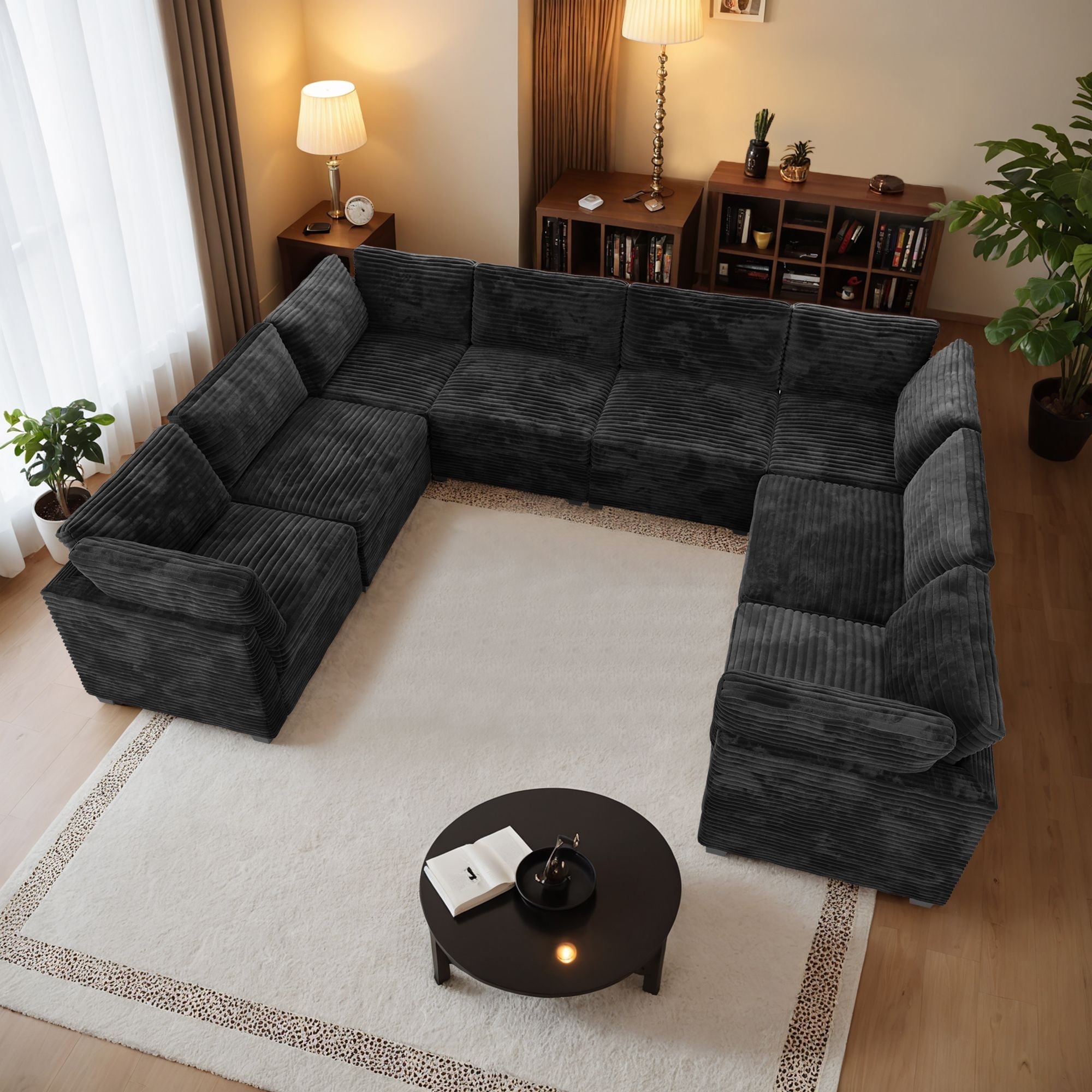 Vcatnet 130.7'' Modular Sectional Sofa Couch Corduroy L Shaped ...