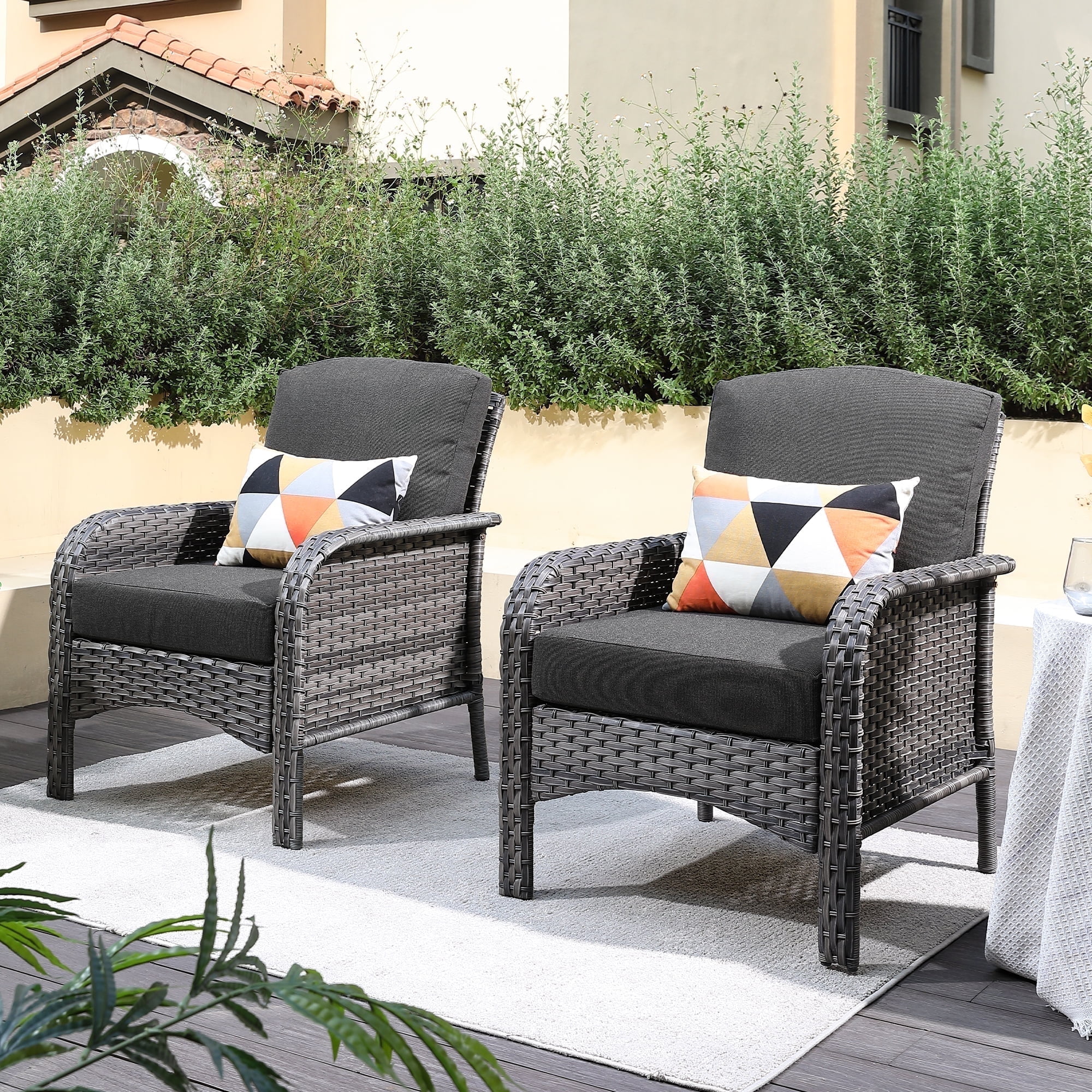 Vcatnet 2 Pieces Outdoor Patio Furniture All-weather Wicker Chairs Set ...
