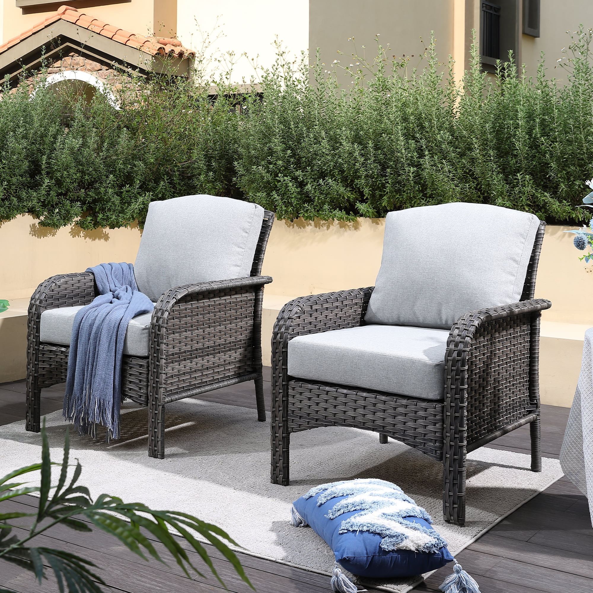 Vcatnet 2 Pieces Outdoor Patio Furniture All-weather Wicker Chairs Set ...