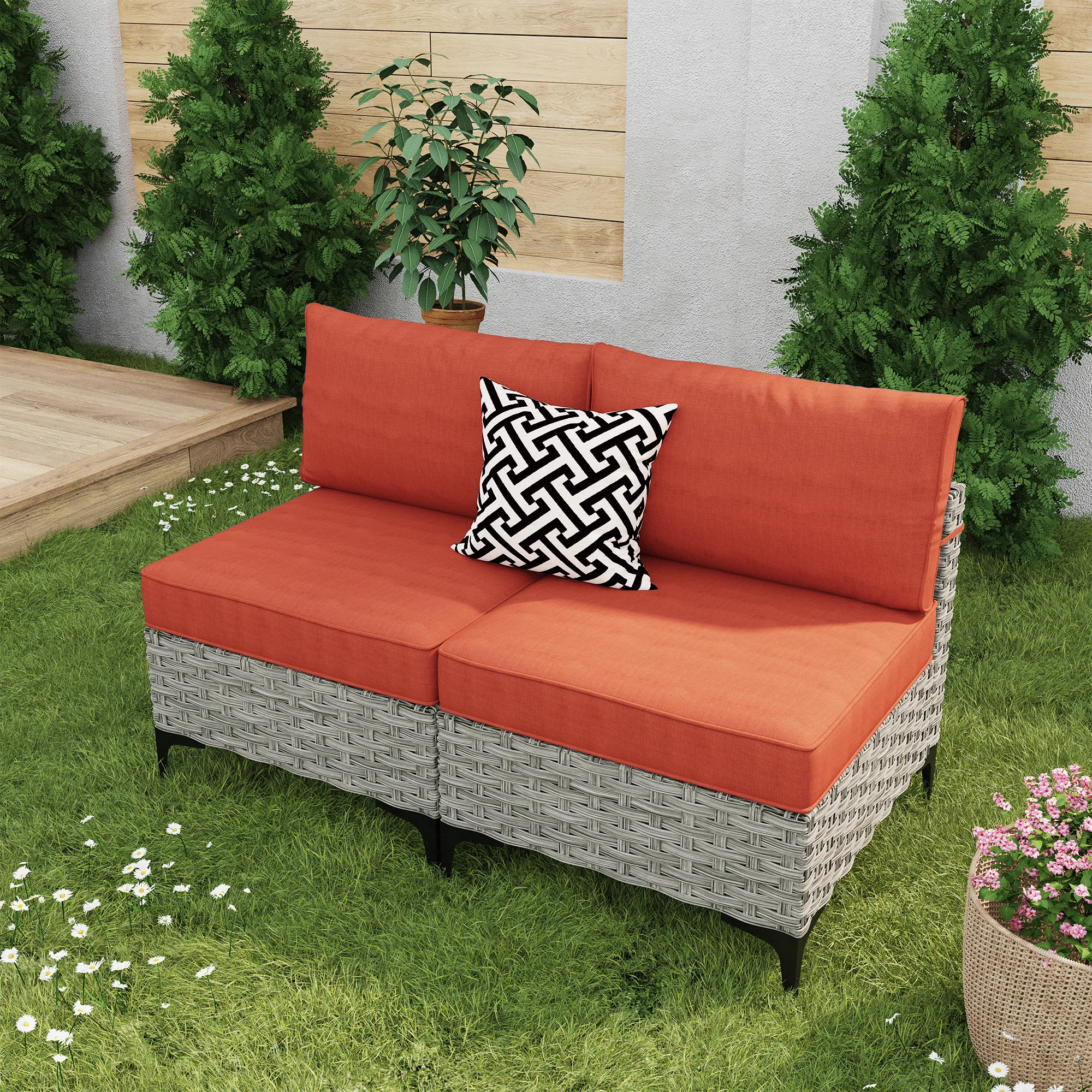 Vcatnet 2 Pieces Patio Outdoor Conversation Set All Weather Furniture ...